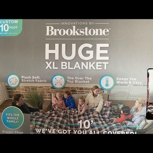 Brookstone | Bedding | Brookstone Xlblanket Red Blue White Plaid Feet ...